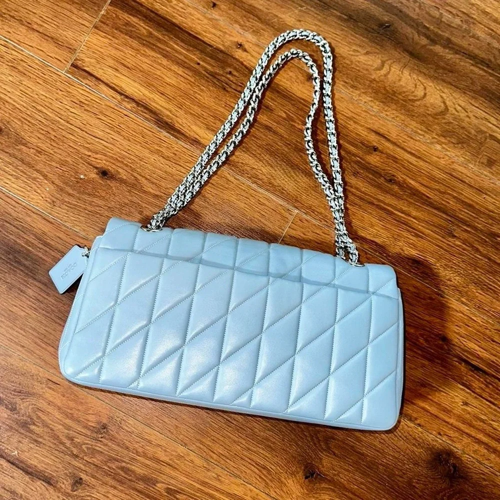 Coach | Bags | Coach Quilted Tabby Light Blue Leather Shoulder Bag ...